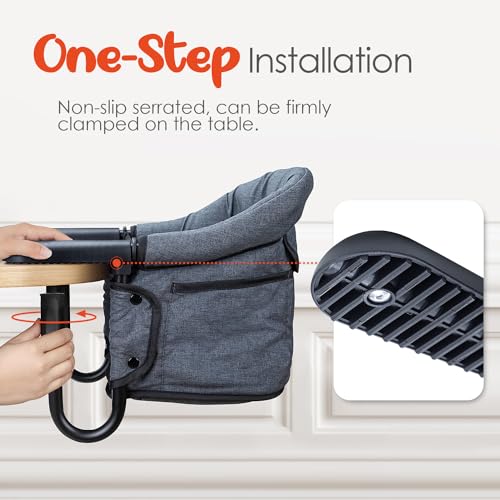 Hook On Chair,Portable High Chair with Storage Bag - Hook On, Clip On, and Fast Table Chair with Removable Seat for Home and Travel