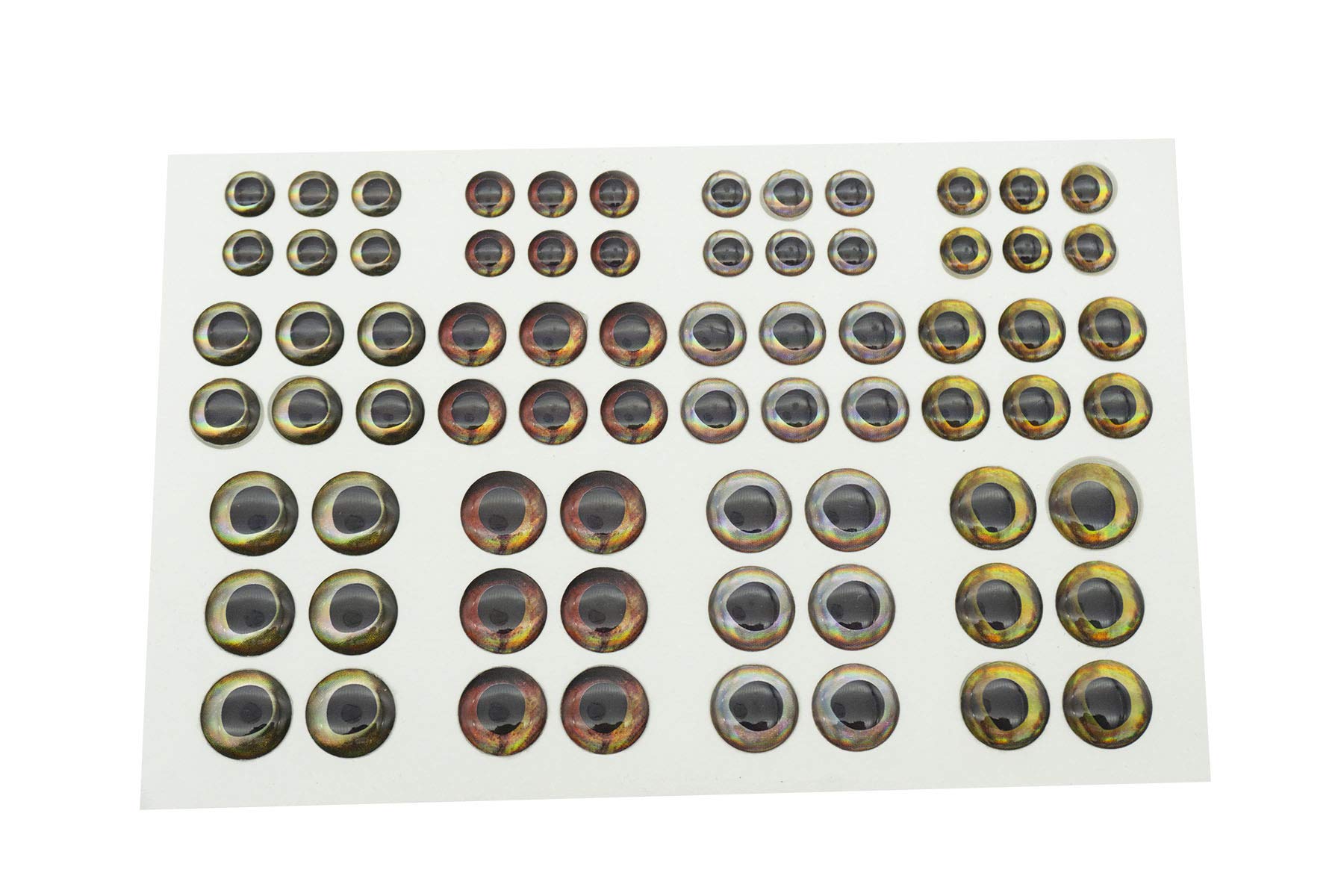 HTHYLURE 216 PCS Fishing Lure Eye Self Stick Lizard Reptile 3D 4D Eye Fly Tying Variety Simulation Making Fly Tying Fake Fish Eyes Artificial Holographic Fake Eyes 72PCS/Set with 3 Set 6mm
