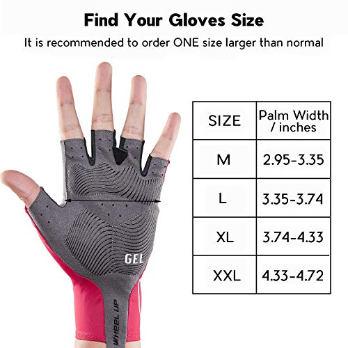 Hikenture Half Finger Cycling Gloves for Men and Women Padded Road Bike Gloves(Red M)