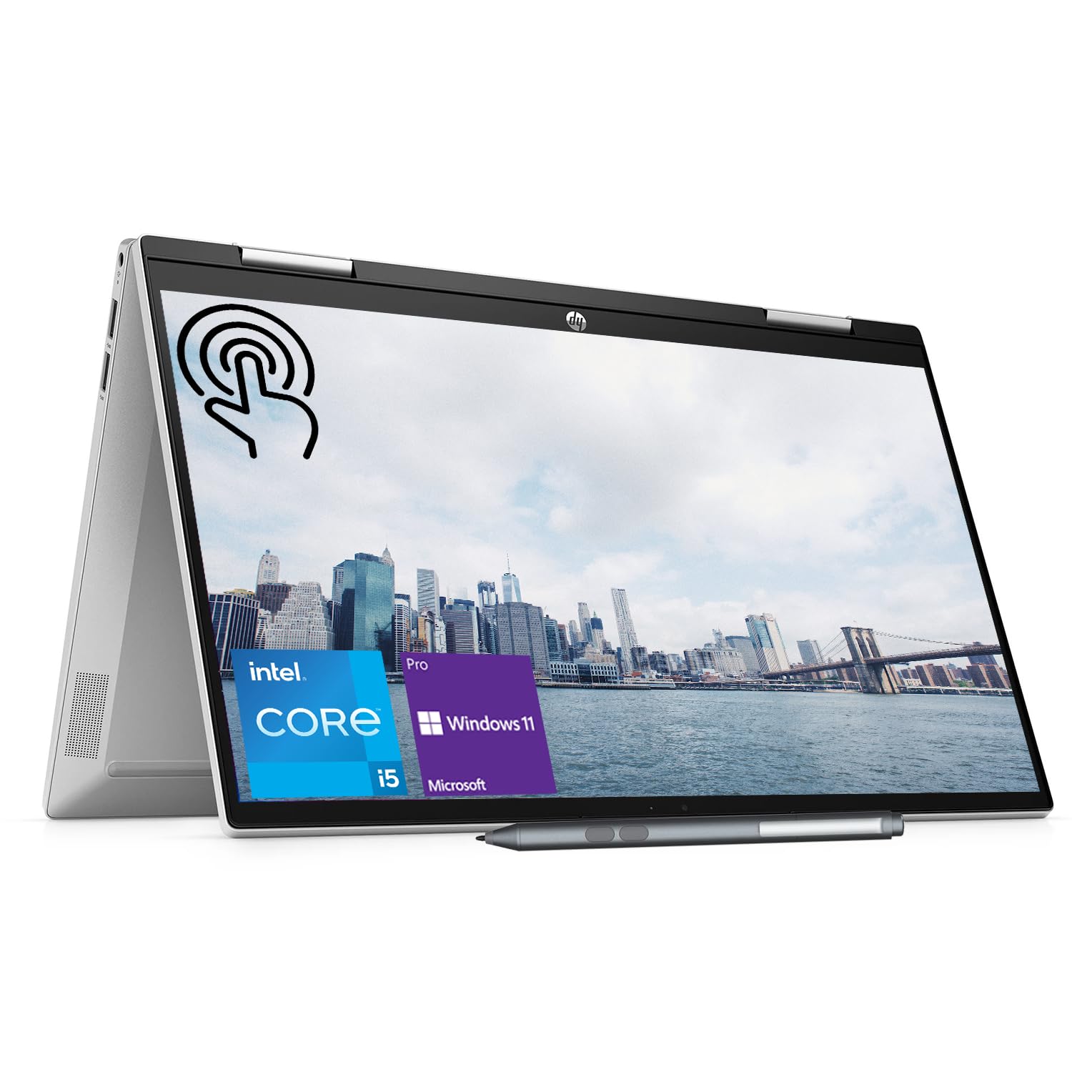 HP Pavilion x360 2-in-1 14" FHD Touchscreen Business Laptop, Intel Core i5-1235U, 32GB RAM, 2TB SSD, Windows 11 Pro, Webcam, HDMI, FP Reader, Wi-Fi 6, Stylus Pen, Silver