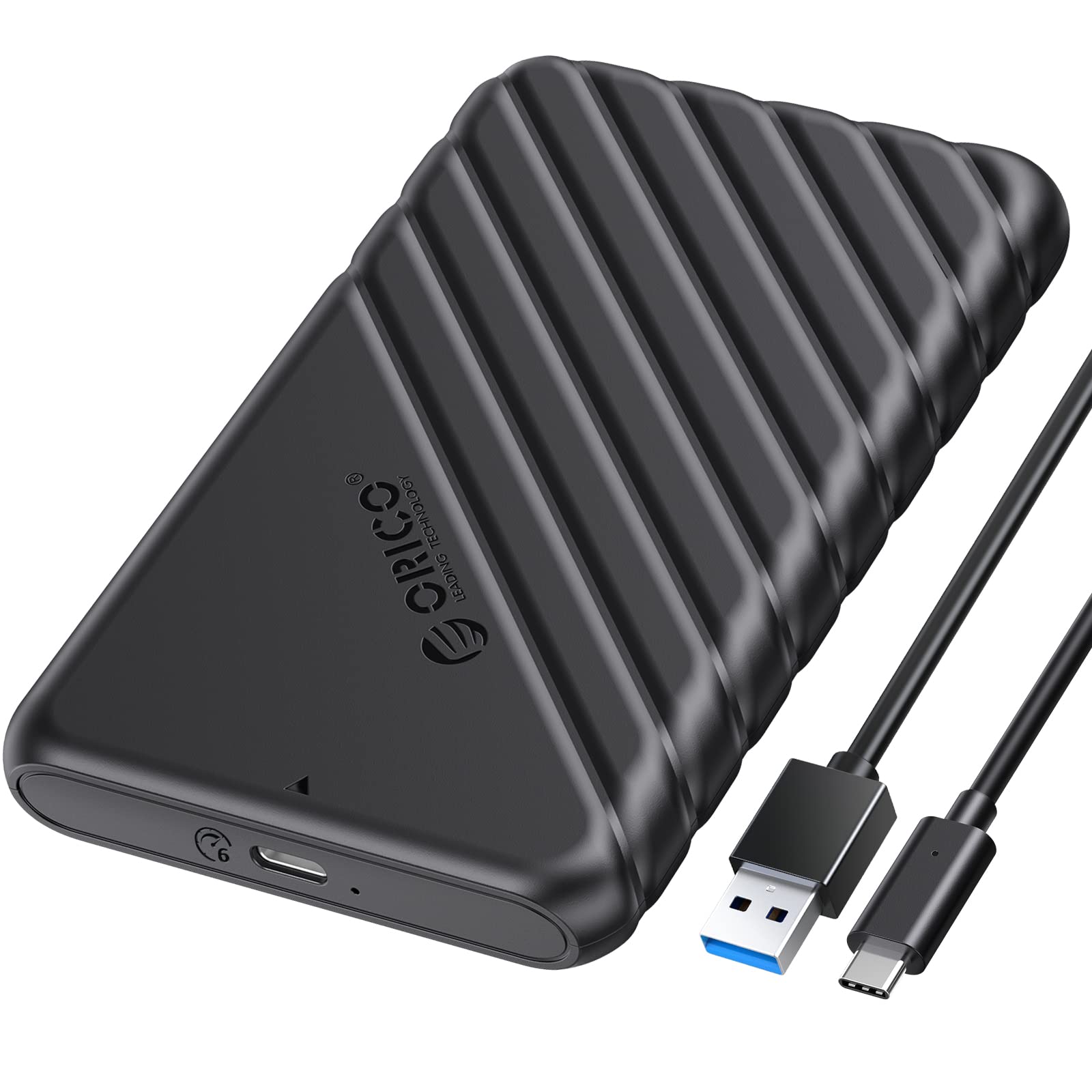 ORICO 2.5 inch USB C Hard Drive Enclosure USB 3.1 Gen 1 to SATA III External Hard Drive Case for SSD HDD 9.5 7mm Tool-Free with UASP, Black (25PW1-C3)