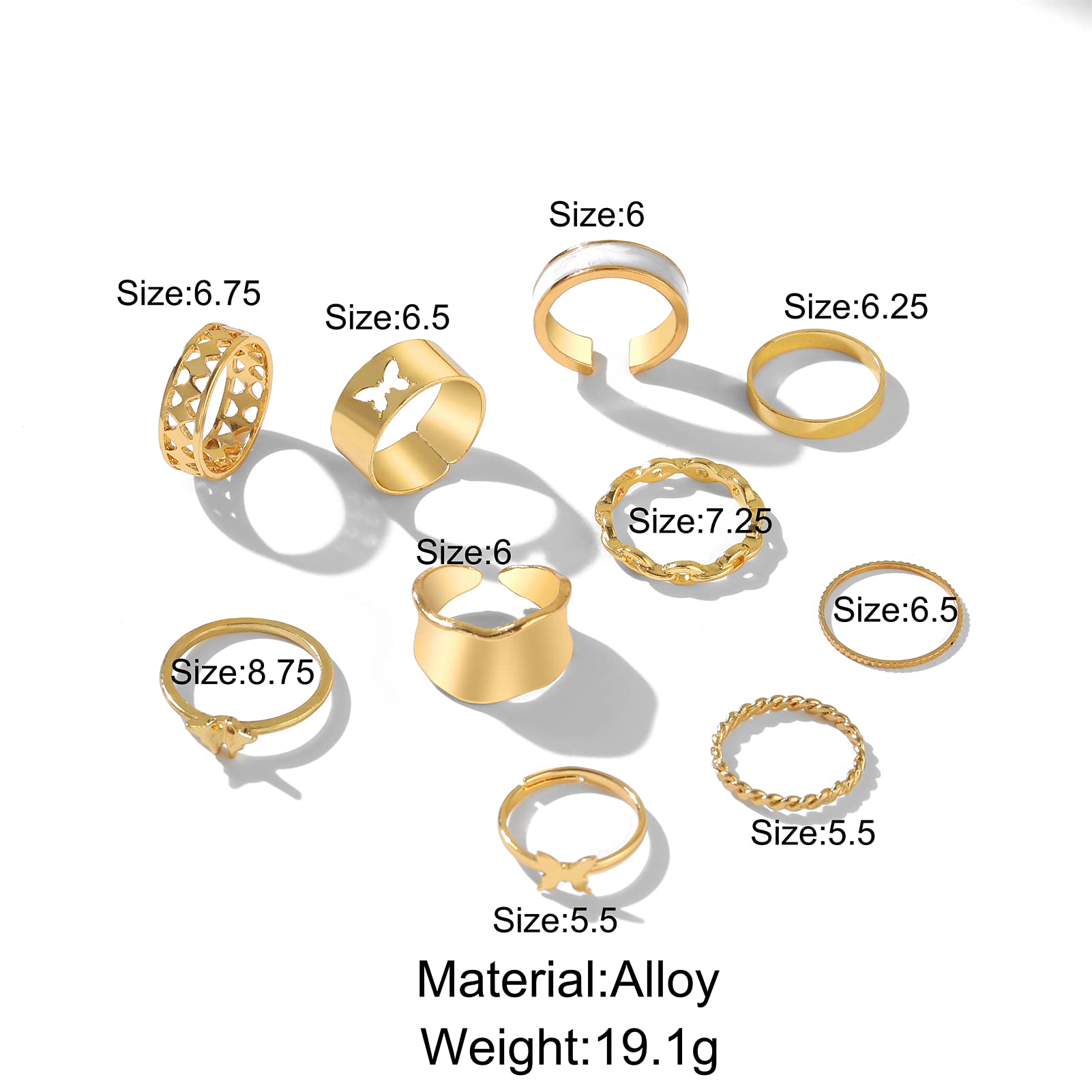 ÌF ME Gold Stackable Knuckle Rings Set Link Twist Midi Rings for Women Men Bohemian Retro Adjustable Joint Statement Finger Rings (golden4)