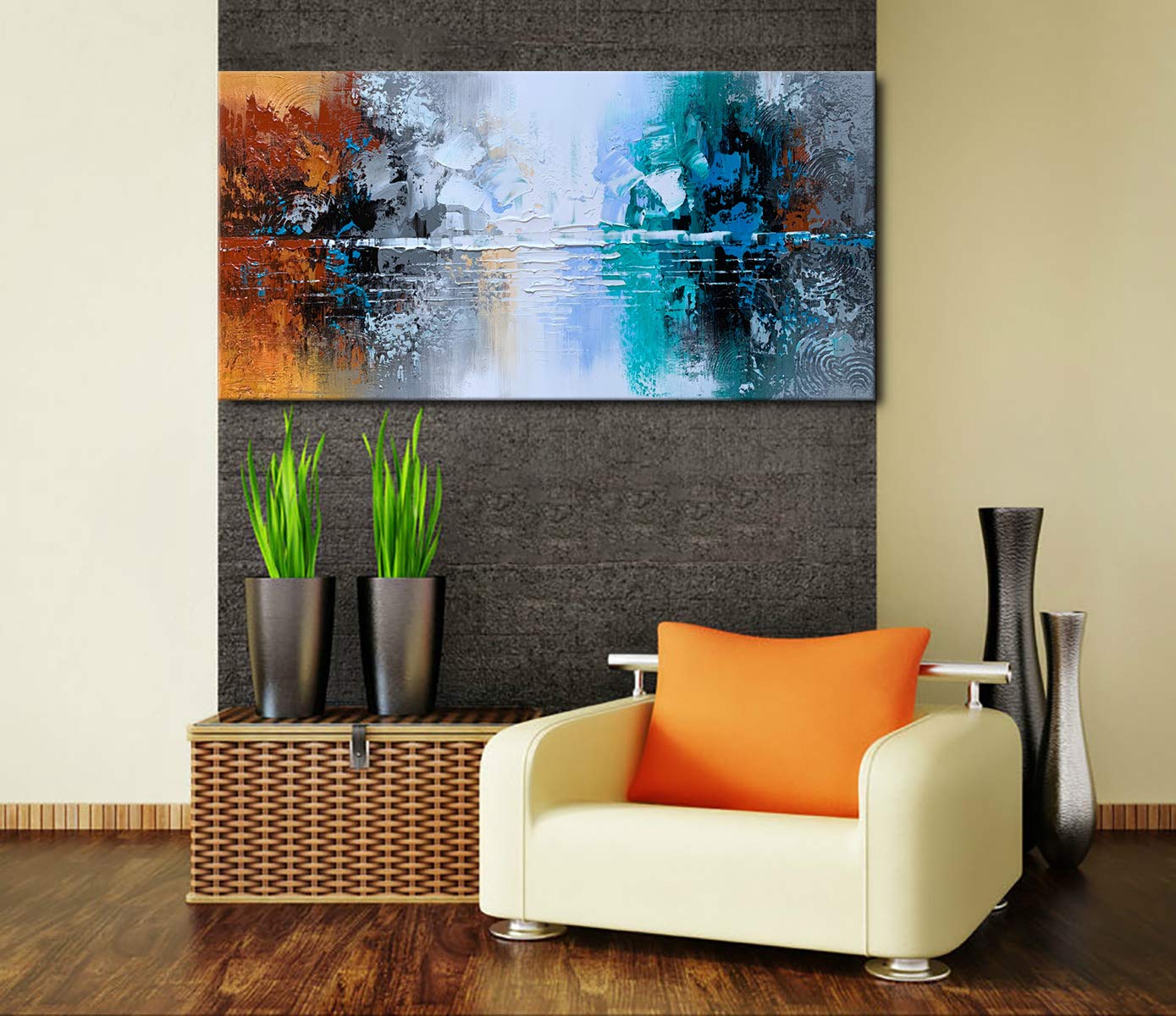 Hand Painted Textured 3D Oil Painting on Canvas Abstract Wall Art Landscape Artwork