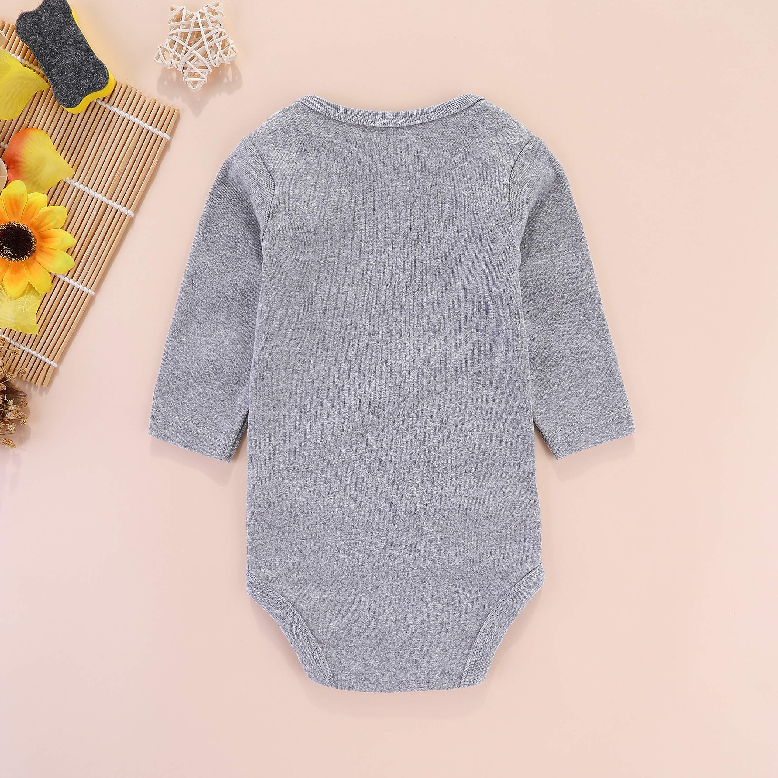 Infant Bodysuit My First New Year Romper Outfit Newborn Baby Long Sleeve One-piece Jumpsuit (gray, 0-3 Months)