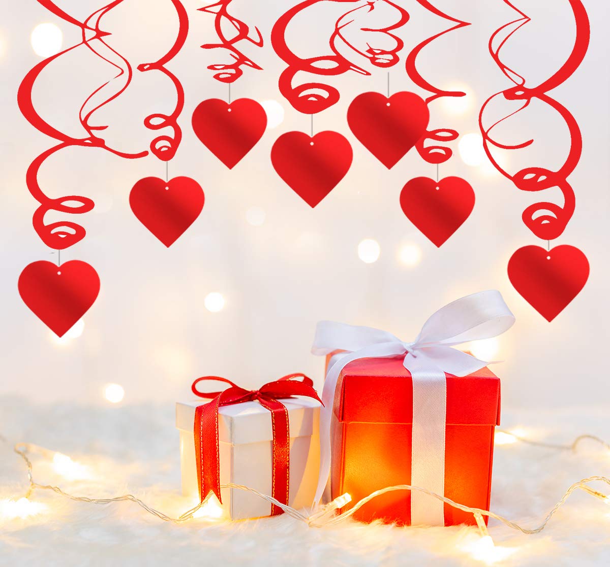 JOLLYSTYLE 36PCS Heart Decorations Hanging Swirls - Valentines Day Party Supplies Favors Ceiling Decor