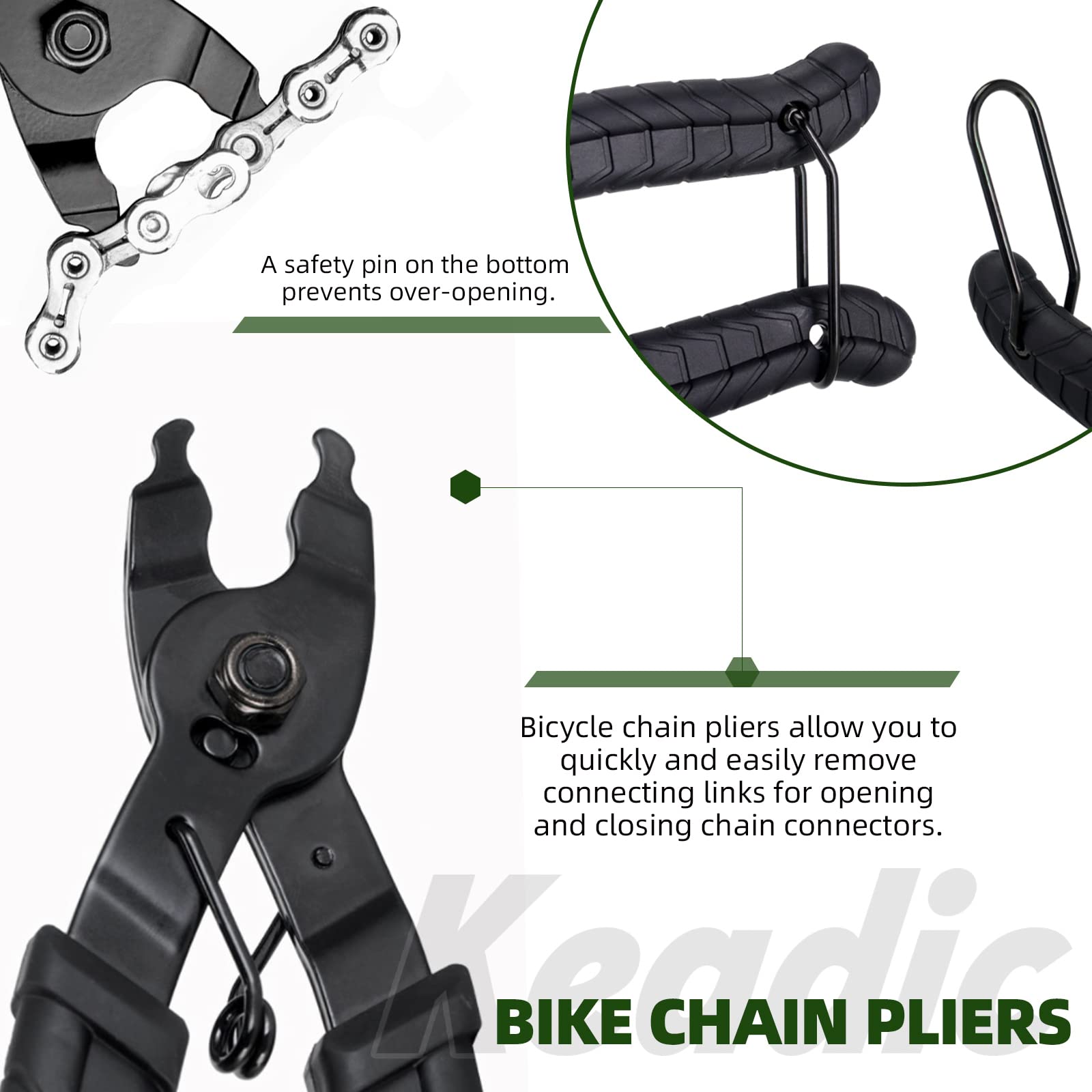 Keadic 8Pcs Bike Chain Removal Tool Includes Chain Breaker Splitter Tool with Hook, Master Link Pliers, Wear Checker, Chain Pliers and Missing Link for 6/7/8/9/10 Speed for Bicycle Chains Maintenance