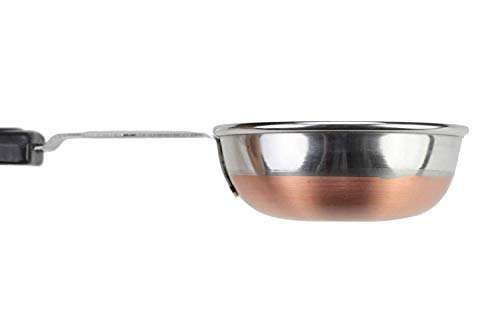 Khandekar Stainless Steel Spice Heating Tadka Frying Pan with Copper Bottom and Red Handle - 11 inch (28 cm)
