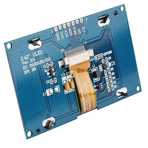 QONIA 2.42 Inch 12864 128x64 OLED Display Module IIC I2C SPI Serial LCD Screen for C51 STM32 SSD1309 (White Font)