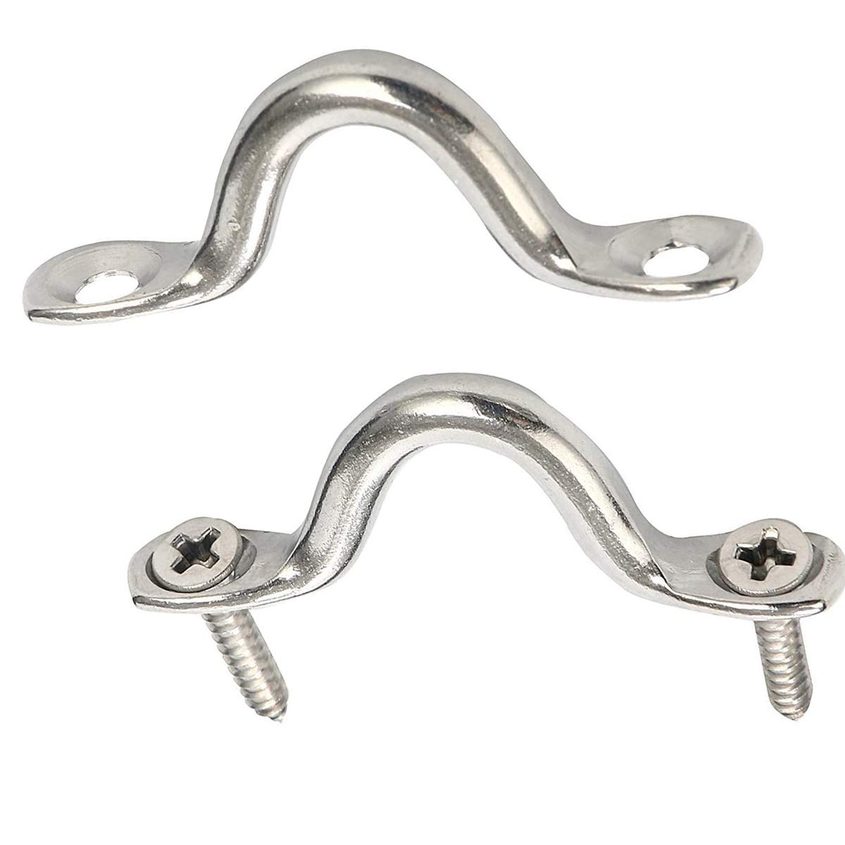 HUA 20 Pcs 316 Stainless Steel Bimini Boat Top 4mm Pad Eye, Eye Straps, Tie Down, Kayak Deck Loops, Tie Down Anchor Point, for footman's Loop for Kayak Canoe Rigging