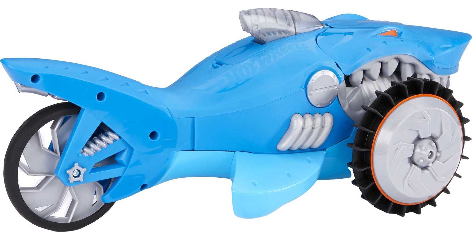 Hot Wheels R/C Supercharged Shark Vehicle, that Races on Land & Water, R/C Chomping Mechanism, Dynamic Steering, for Kids 5 Years Old & Older [Amazon Exclusive]