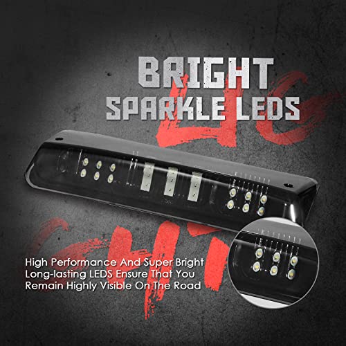 High Mount Waterproof Dual Row LED 3rd Third Tail Rear Brake Light Cargo Lamp Replacement For 2004 2005 2006 2007 2008 Ford F-150 Lincoln Mark LT (Smoke Lens)