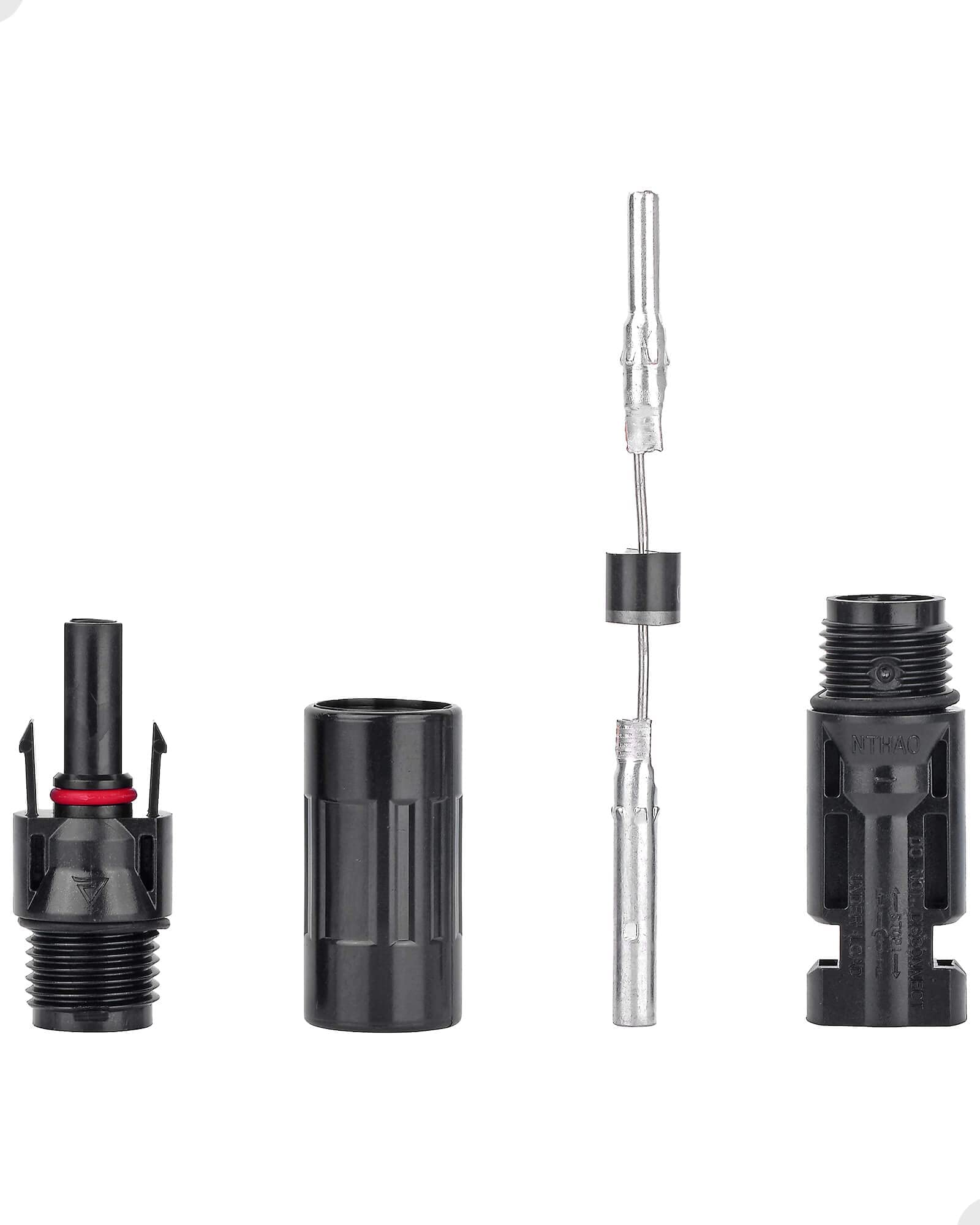 Jtron 10 PCS PV Solar Panel Connector Male/Female 20A Built-in Diode Inline Fuse Solar Wire Connectors Waterproof Anti-backflow (20A)