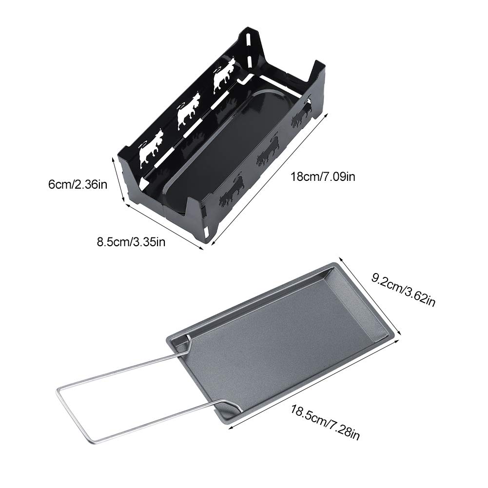 Mini Cheese Raclette, Portable Foldable Non-Stick Raclette Grill, Candlelight Cheese Melter Pan, with Spatula