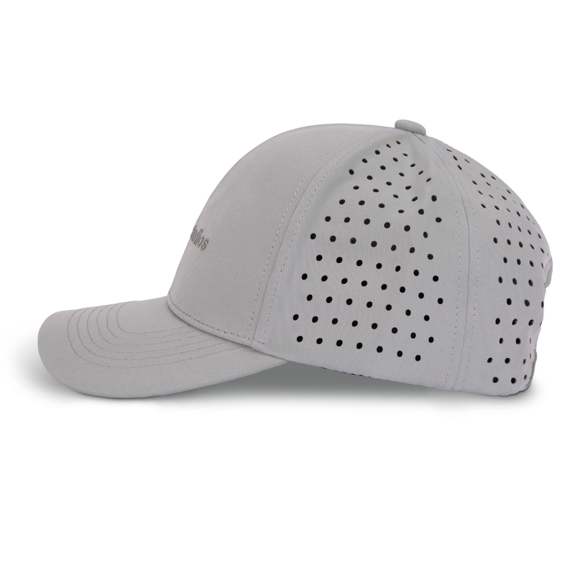 Hydro Waterproof Baseball Hat for A-Game Performance, Snapback 6-Panel Cap for Gym, Boat, Golf, Workout, Running, Sweat Resistant, One Size, Unisex Grey