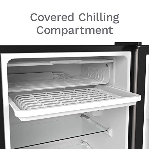 hOmeLabs Mini Fridge - 3.3 Cubic Feet Under Counter Refrigerator with Small Freezer - Drinks Food Beer Storage for Office, Dorm or Apartment with Removable Glass Shelves