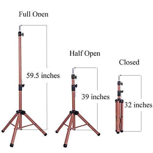 HAIREALM Wig Stand Adjustable Cosmetology Hairdressing Training Mannequin Head Tripod Stand for Hair Extensions Canvas Bald Wig Head SJJ-P