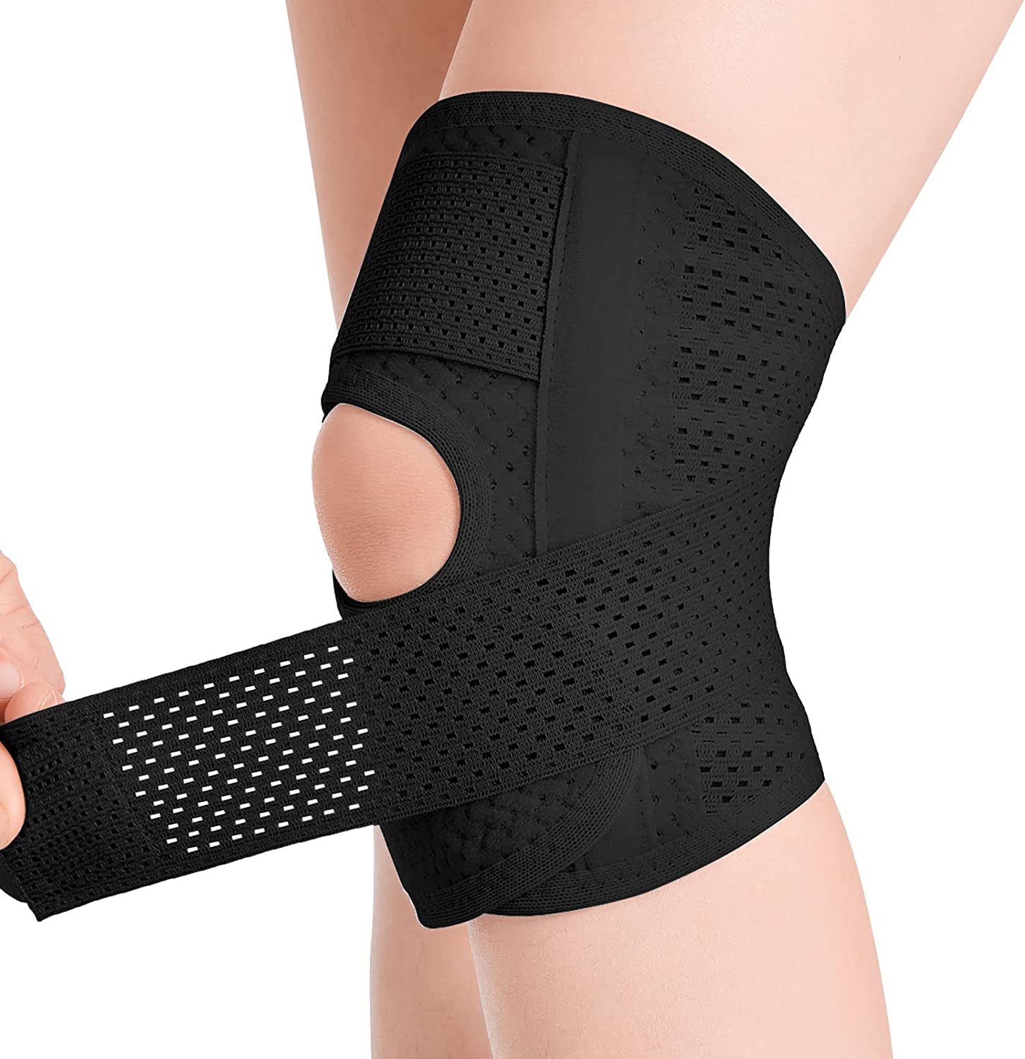 KOKIXEOT Knee Brace with Side Stabilizers for Men and Women, Breathable & Adjustable Knee Support for Meniscal Tear Knee Pain Arthritis Injuries Recovery (Medium)