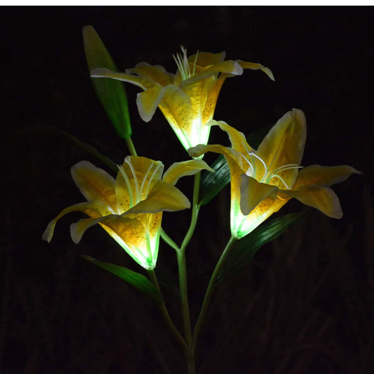 Homeleo Solar Garden Lily Stake Lights, Patio In-ground Lights for Pathway Back Yard Frontyard Gardening Decoration, Yellow Flower