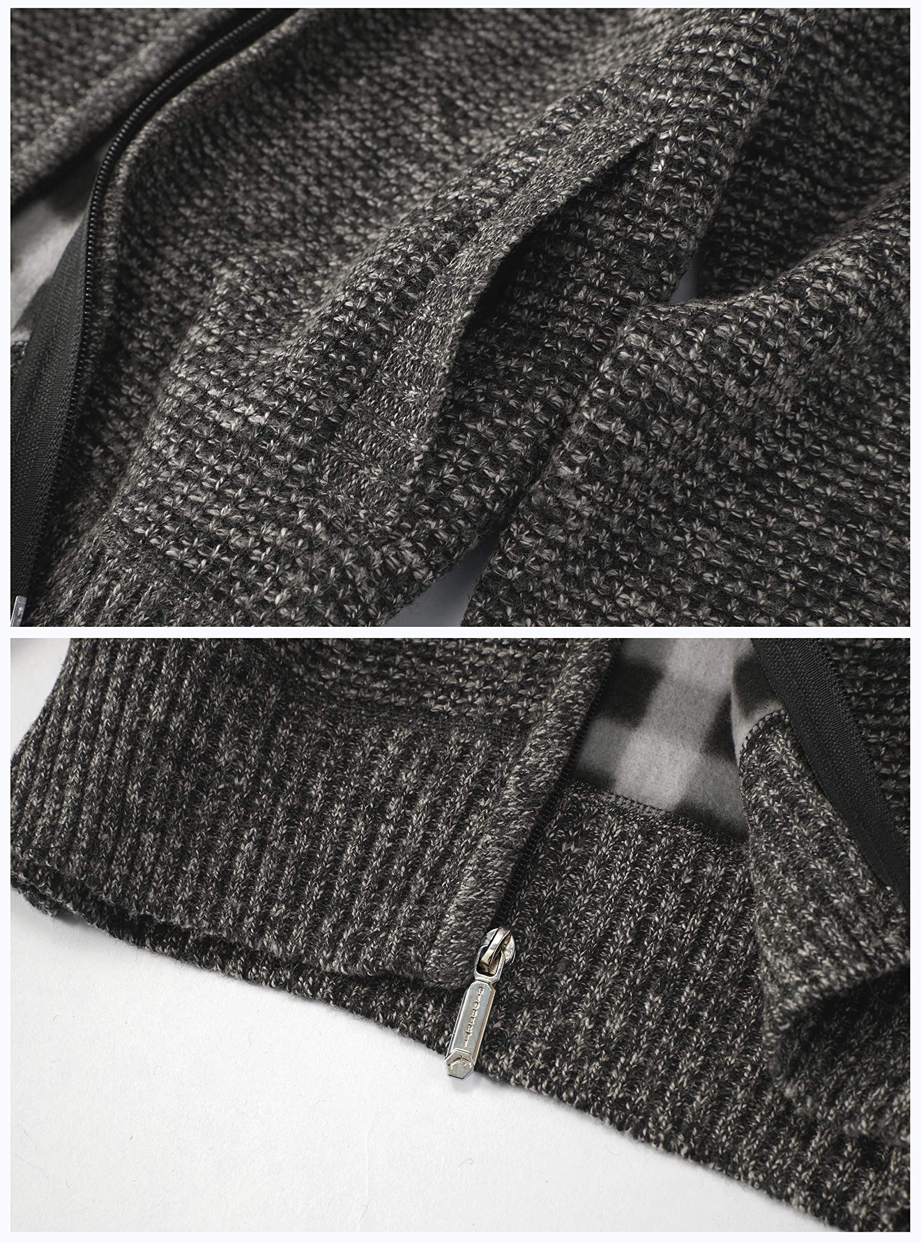 Gioberti Boy's Knitted Full Zip Cardigan Sweater with Soft Brushed Flannel Lining, Melange Charcoal, Size 12