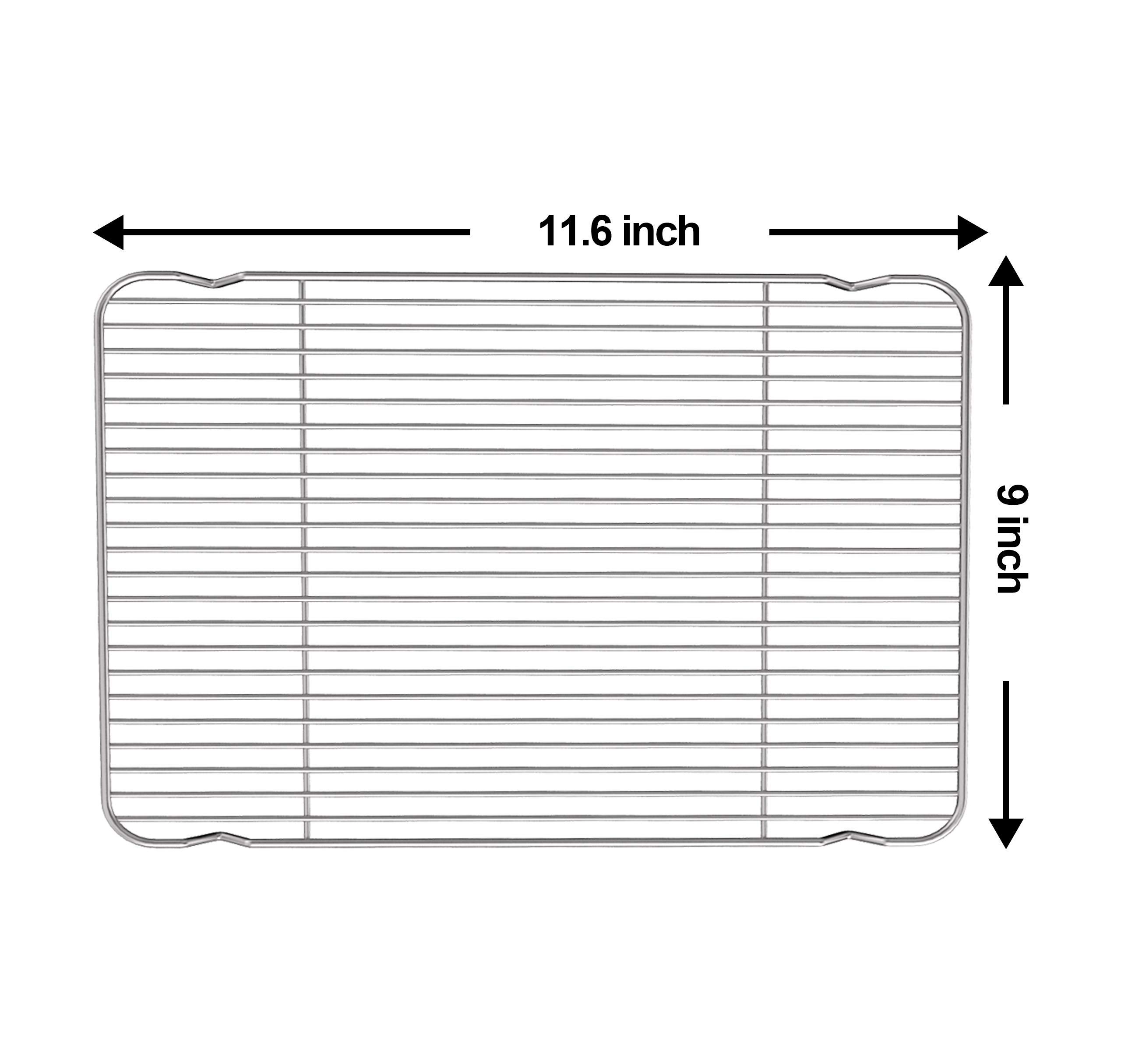 Medium Stainless Steel Cooking Rack Set 3, Large Baking Rack Pack of 3, for Cooling Baking Roasting Grilling Drying, Rectangle 11.6 x 9 x 0.6 Inch Toaster Oven, Oven & Dishwasher Safe