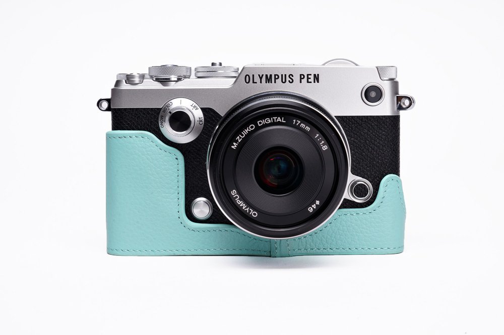 Handmade Genuine Real Leather Half Camera Case Camera Bag for Olympus Pen-F Pen F 7 Colors