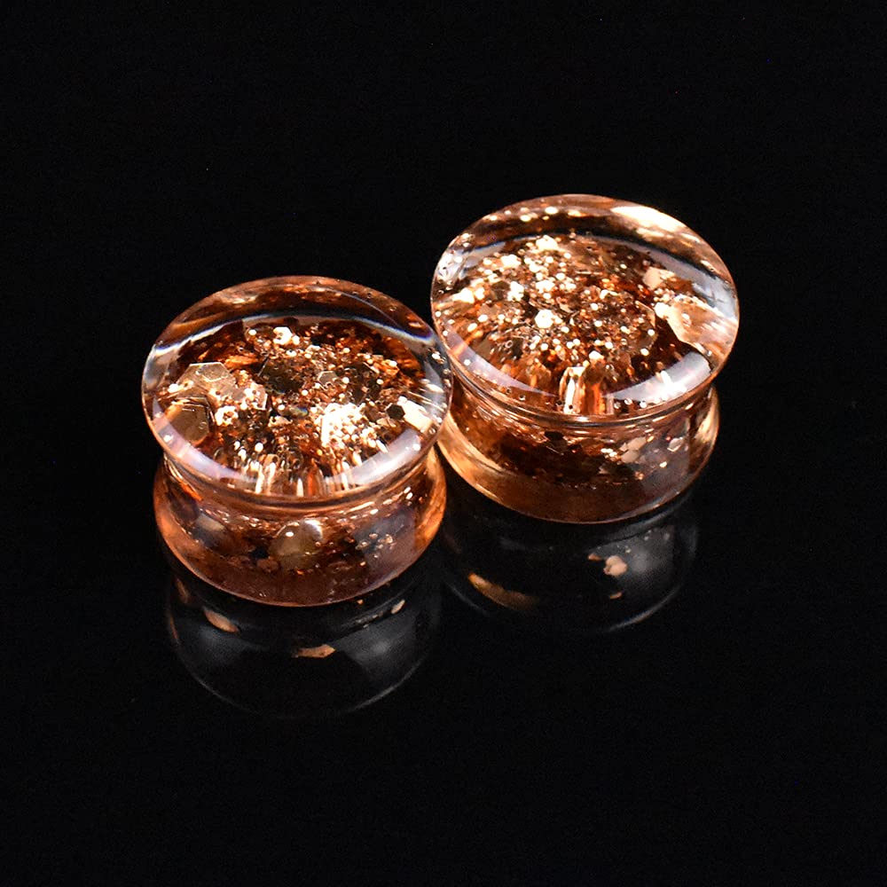 Jboyanpei 10Pcs/5pair Metallic Sequins Acrylic Ear Tunnels Plugs Double Flared Ear Gauge Earrings Ear Expander Stretcher Piercing Size 8mm