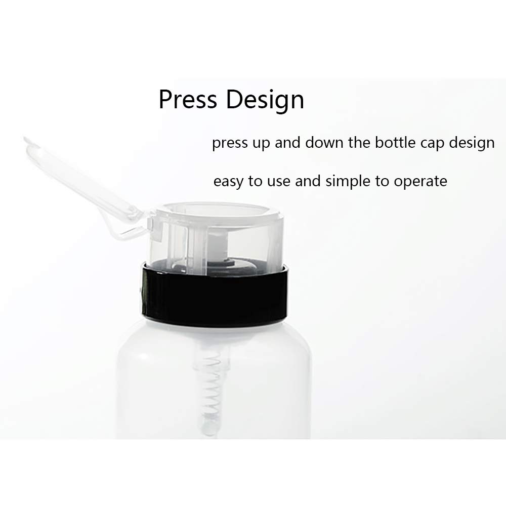 Hedume 16 Pack Push Down Empty Lockable Pump Dispenser Bottle, 6.8oz Professional Push Down Liquid Pumping Empty Bottle Dispenser for Nail Polish and Makeup Remover