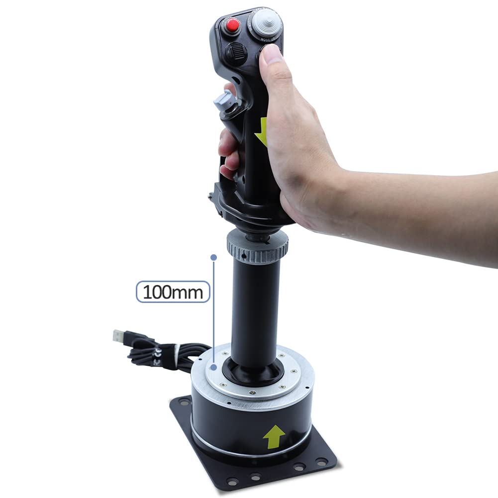 Hikig Aluminum Alloy Flight Stick Grip Extension Kit, Flight Stick Grip Extension Rod Fully Compatible with THRUSTMASTER Hotas Warthog, F-16C Viper Hotas, F/A-18C Hornet Hotas Flight Stick (100MM)