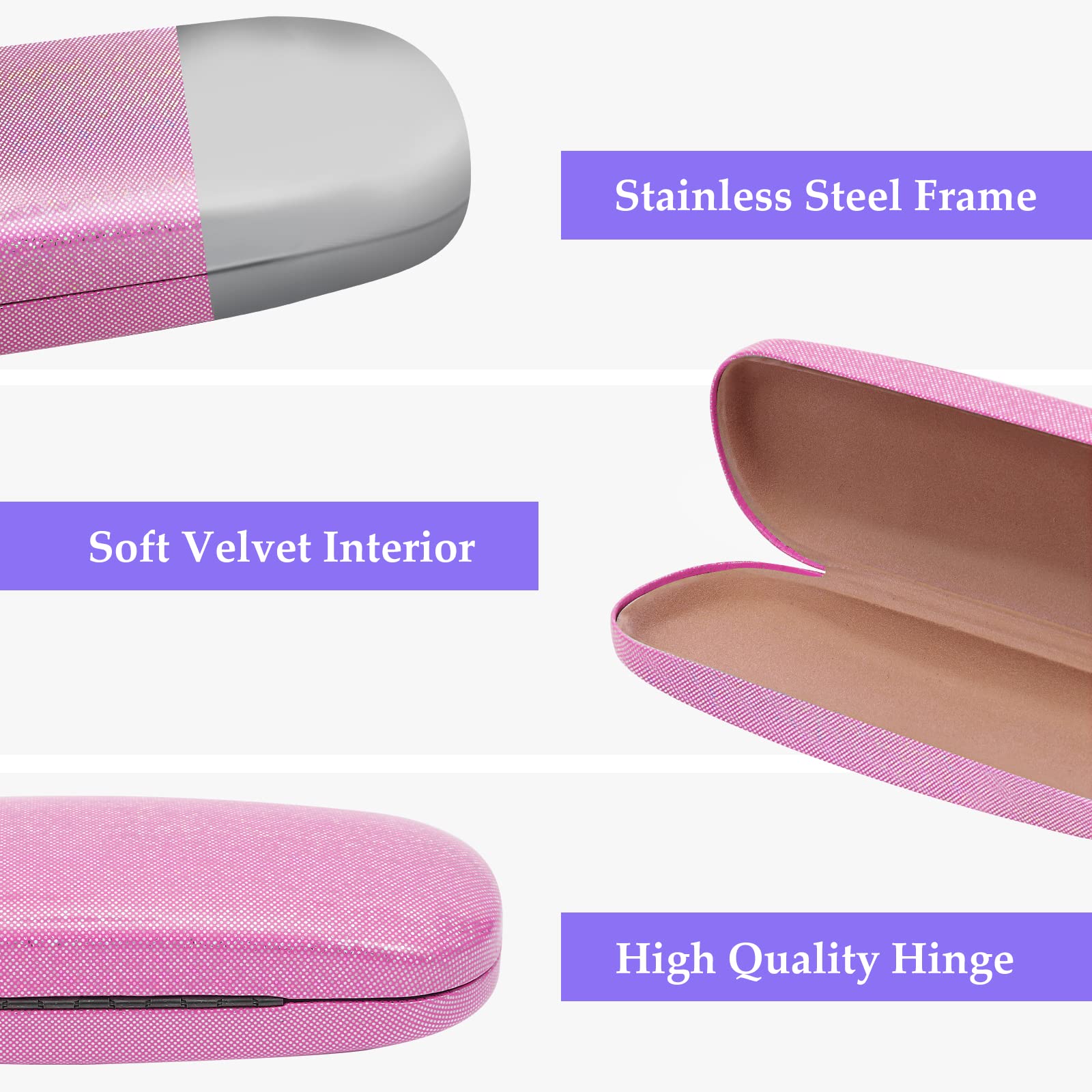 MBSCS 6 Pack Hard Shell Eyeglasses Glasses Case Shiny Glasses Protective Case for Eyeglasses