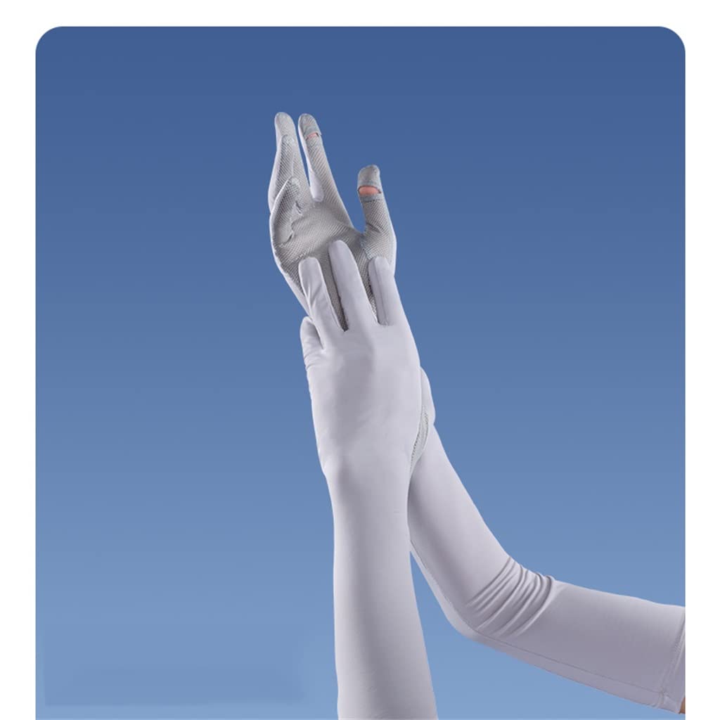 ICY Sleeve Hand Sleeve Ladies Summer Long Sleeve Arm Guard Driving Ice Silk Gloves Thin Section (Color : C, Size : One Size)