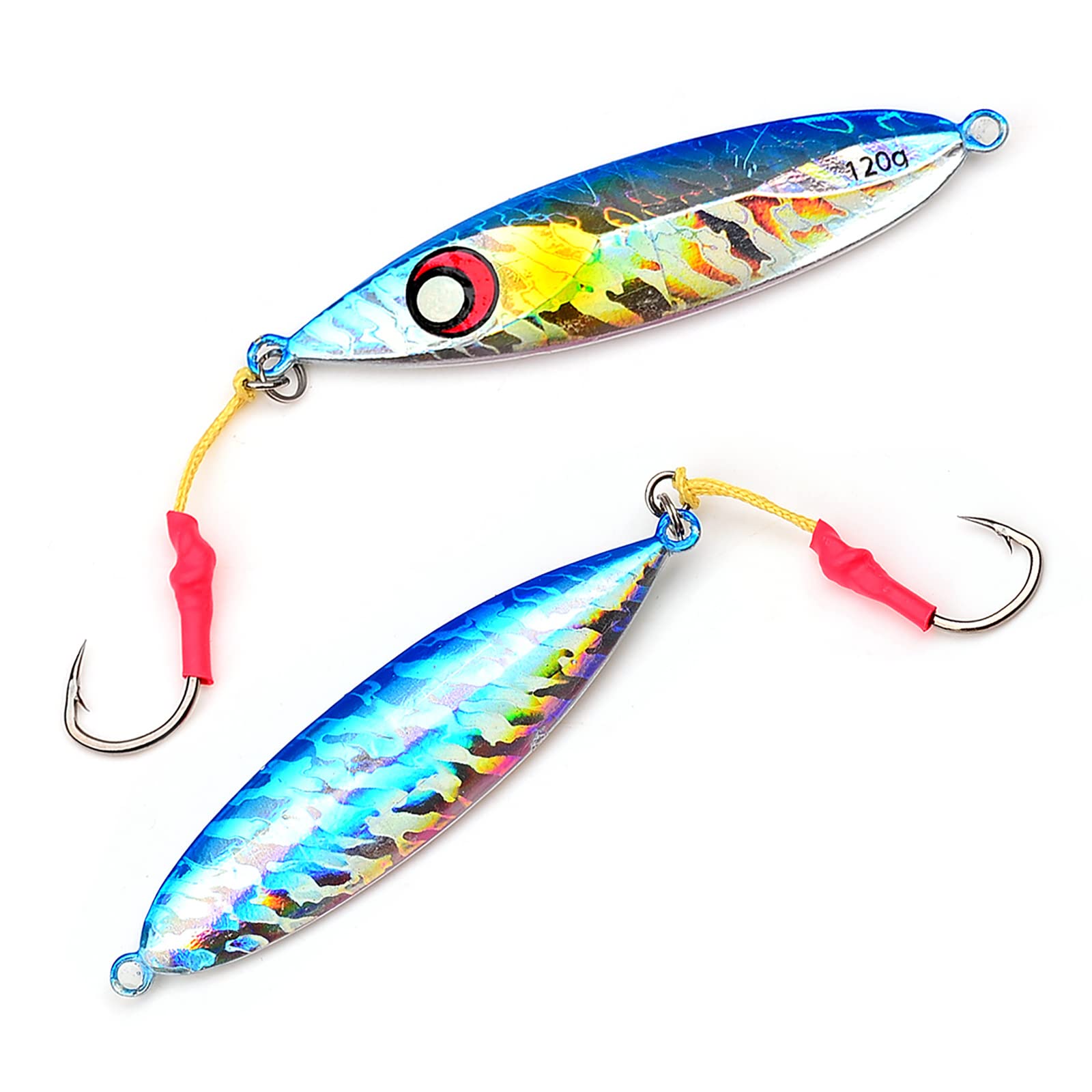 JD Tackle Saltwater Fishing Slow Pitch Jig Flat Fall Glow in The Dark Lures 4.5IN 120G/4.2OZ - 4 Pack