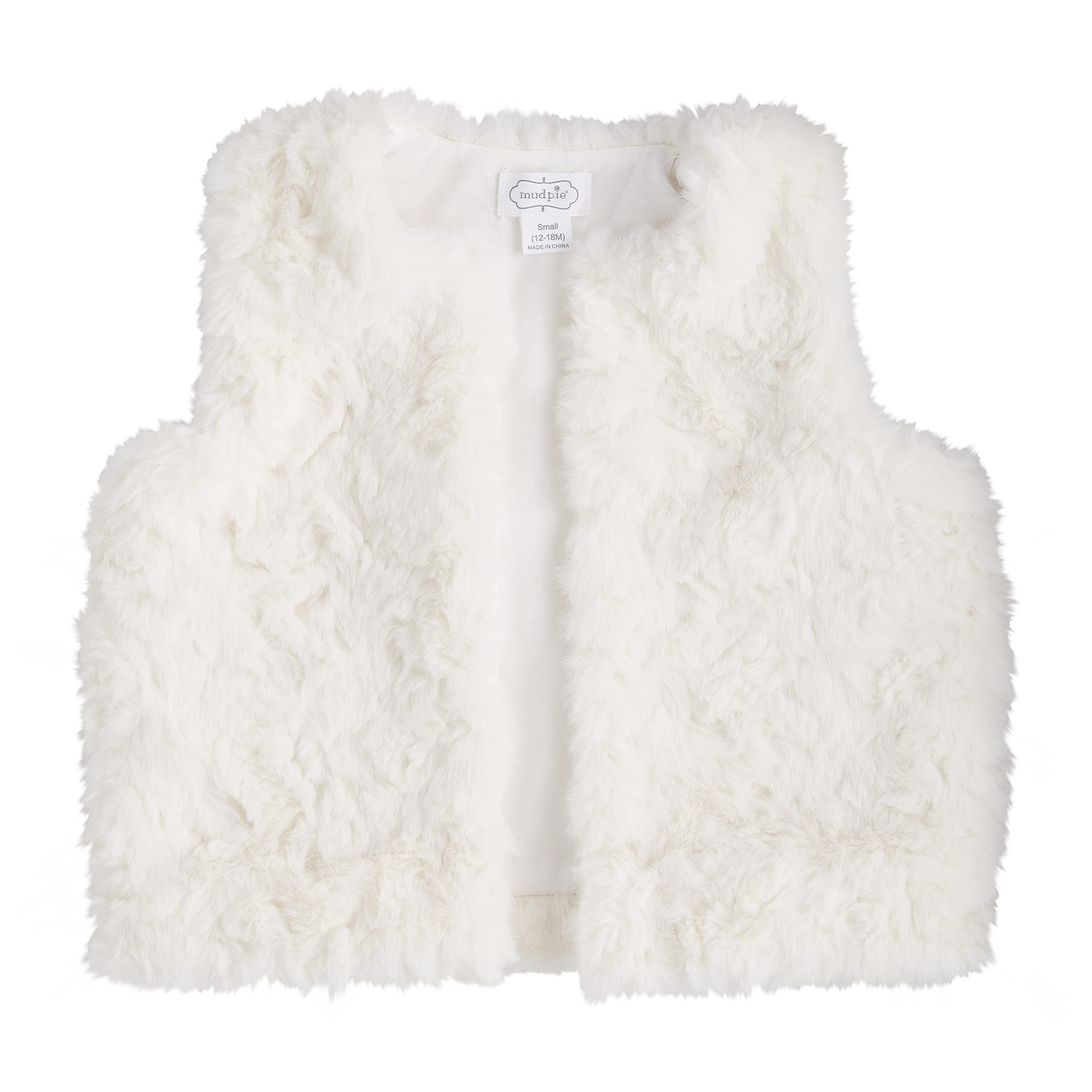 Mud Pie Baby Girls Fur Vest, Ivory, Small,12-18 Months, Ivory, Small US