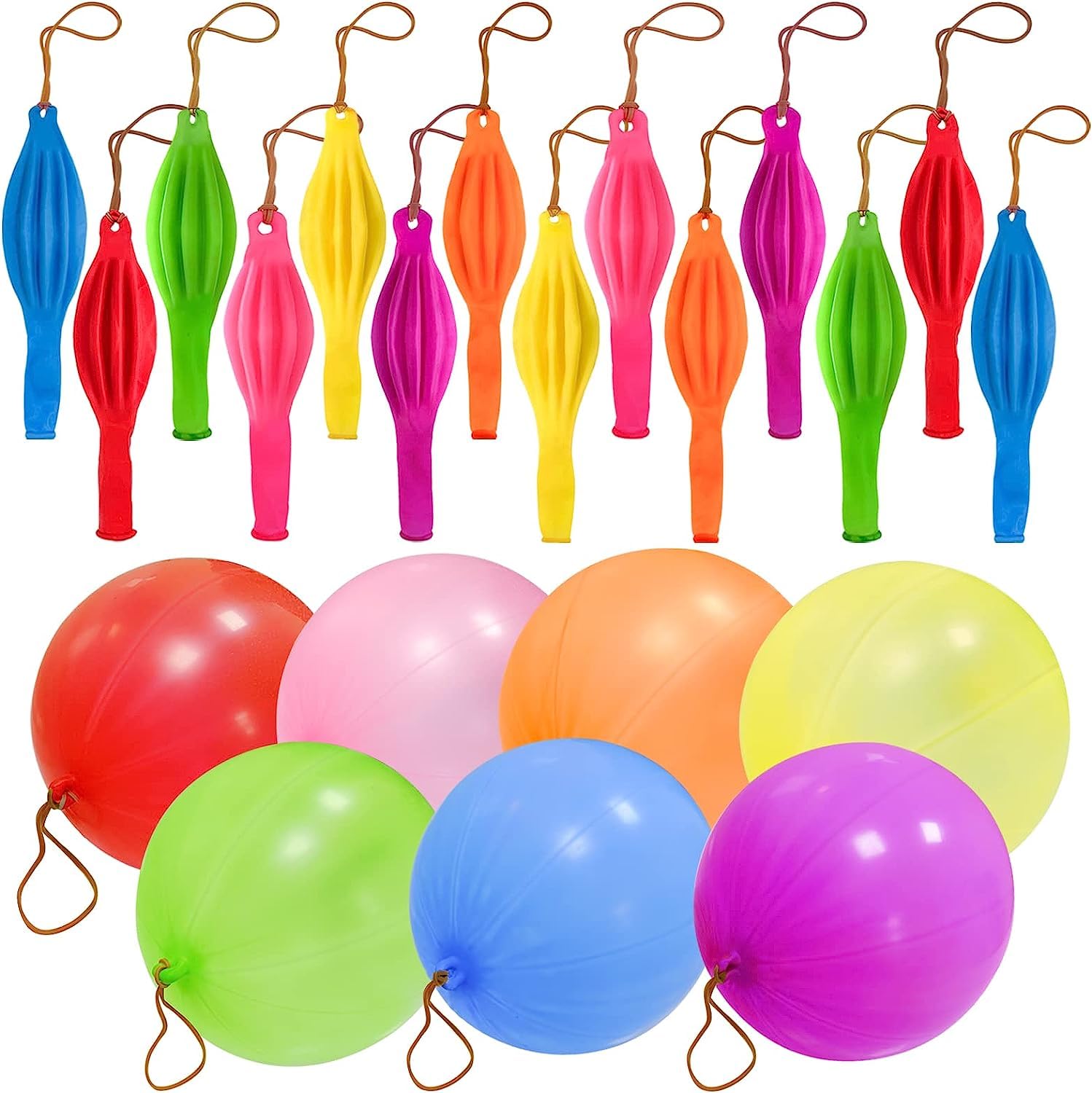 JULLIZ 48pcs Punch Balloons, 7 Assorted Color Strong Punching Balloons, Bounce Balls for Party Favors, Birthday Party, Fun, Gift Bag