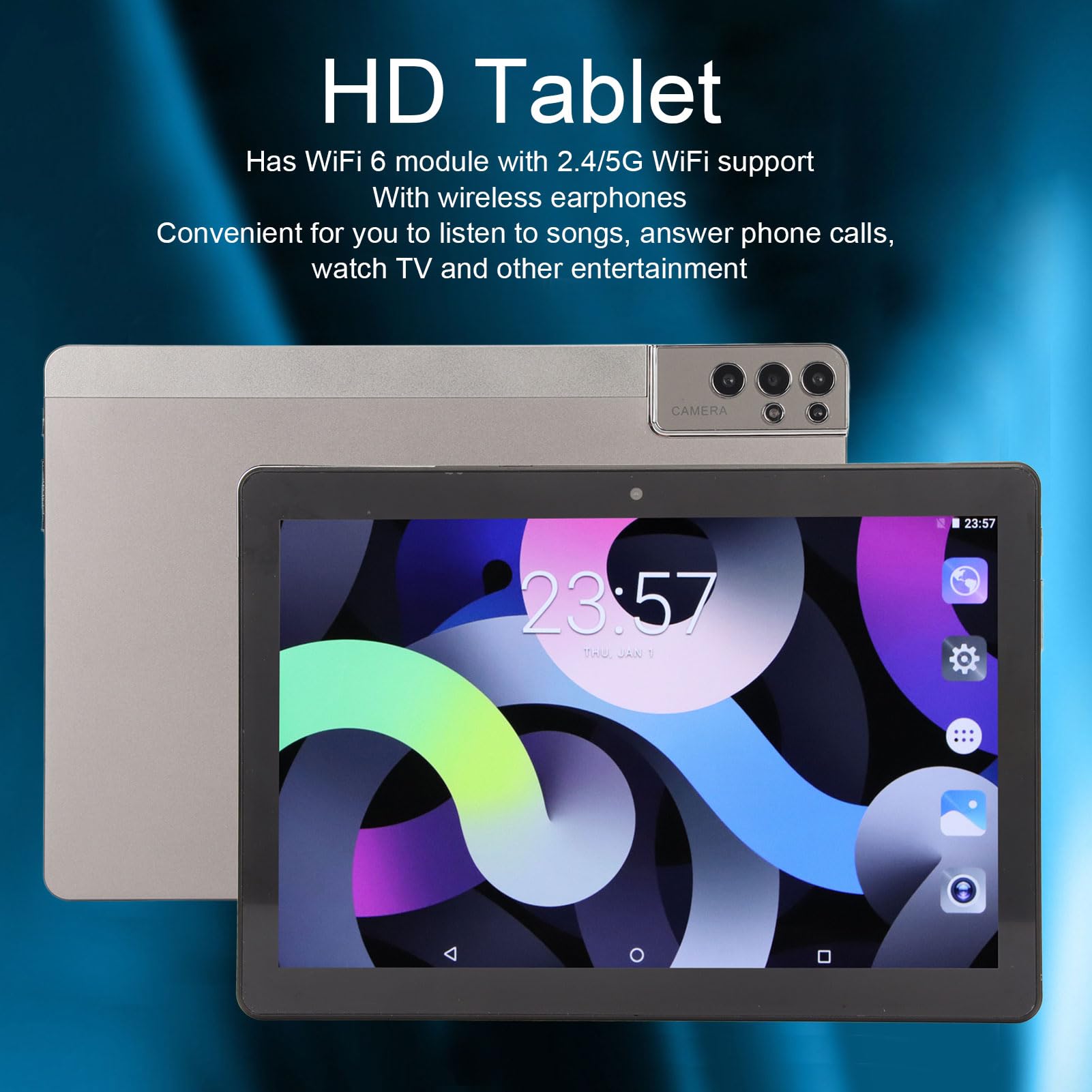 Jopwkuin 10.1 Inch Tablet, 5G WiFi 8MP 13MP Dual Camera HD Tablet 4GB 64GB 100-240V for Android 12.0 for Learning (#4)