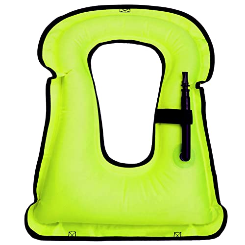 Inflatable Snorkel Vest for Adults, Adjustable Light Snorkeling Jackets Safety Vests for Diving, Snorkeling, Swimming, Surfing (Up to 200 lbs Loading)