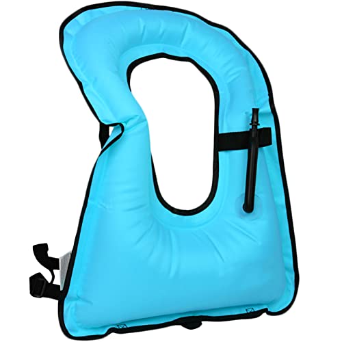 Inflatable Snorkel Vest for Adults, Adjustable Light Snorkeling Jackets Safety Vests for Diving, Snorkeling, Swimming, Surfing (Up to 200 lbs Loading)