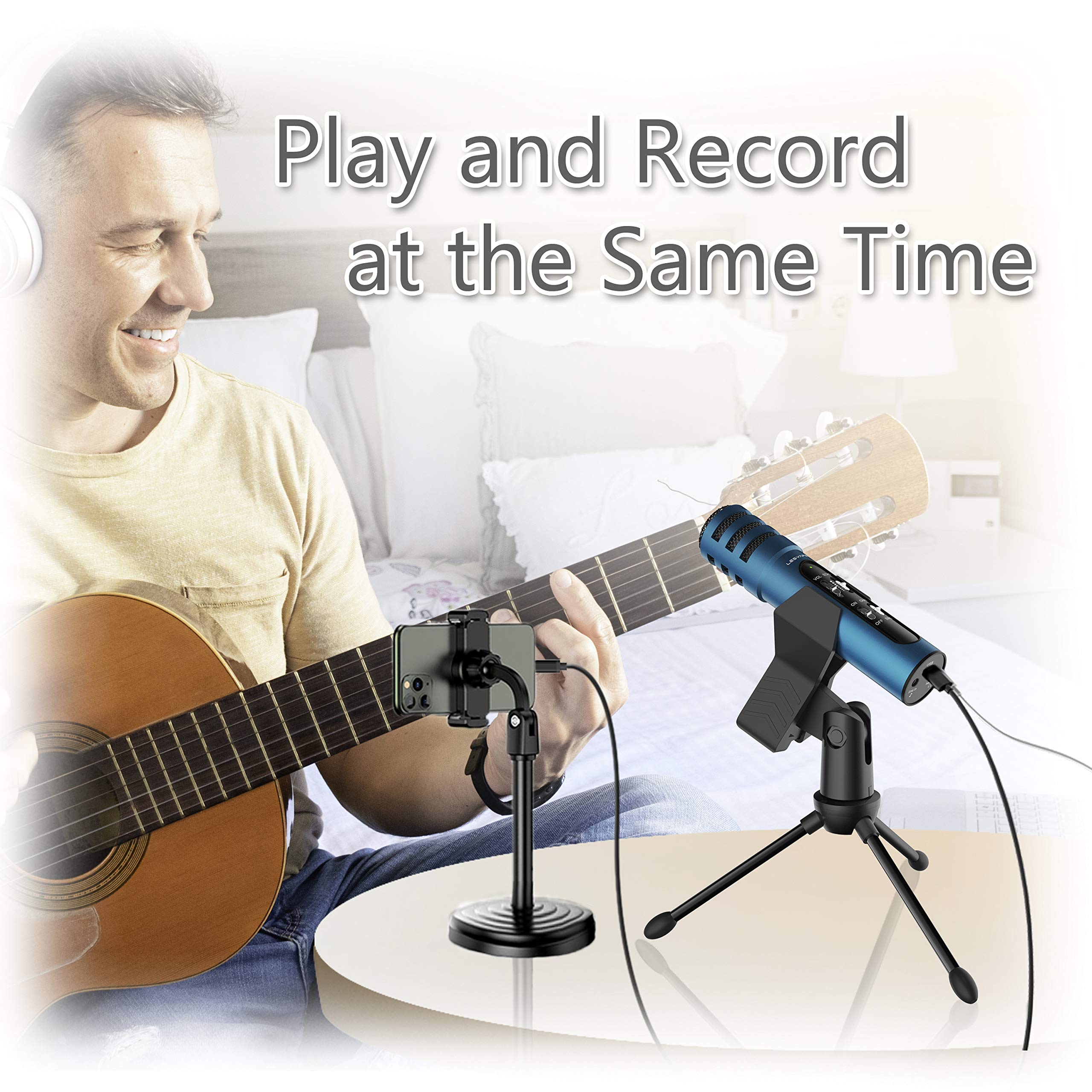 lesyafel Recording Microphone for iPhone,Android,PS4,Mac and Windows Plug&Play,for Live Broadcast,YouTube Video Studio,Gaming (Blue)