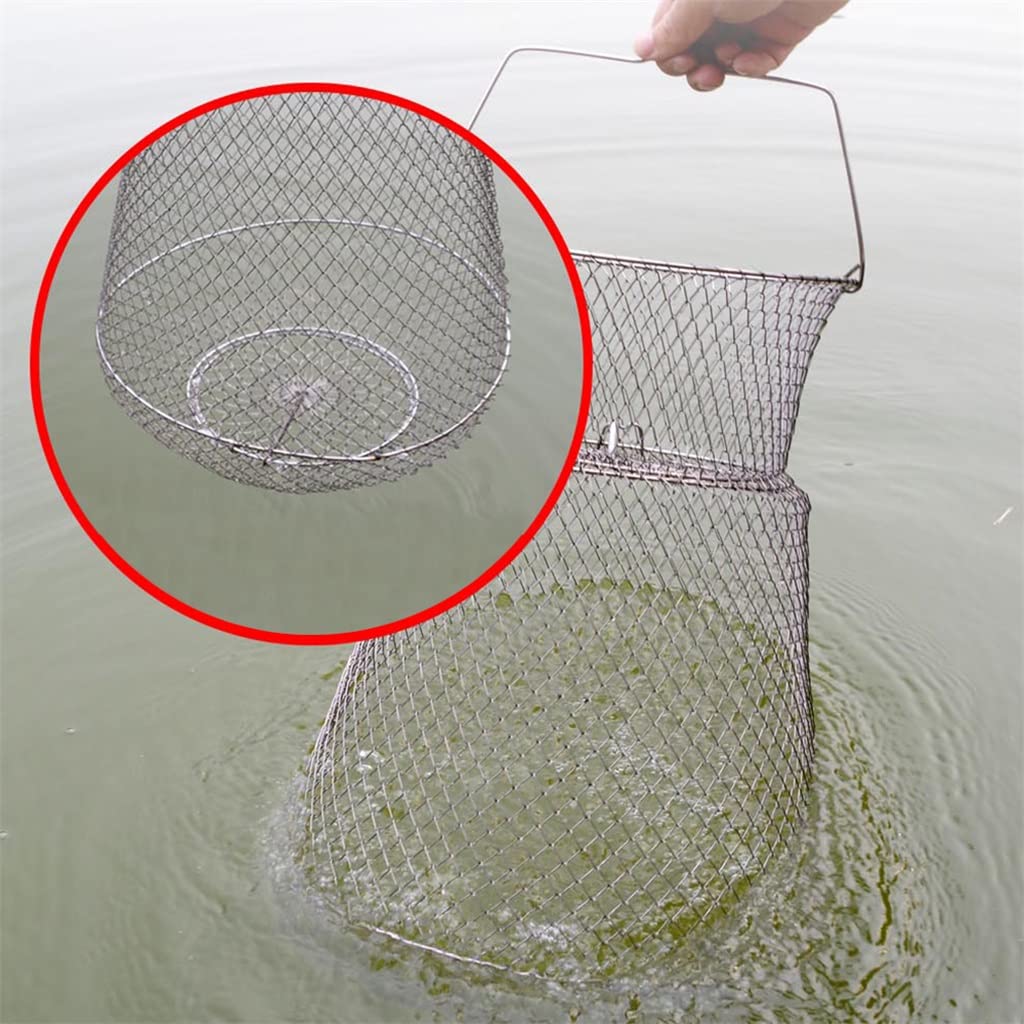 LDCHNH Foldable Metal Fishnet Fishing Basket Portable Fish Cage Outdoor Fishing Tackle Accessories