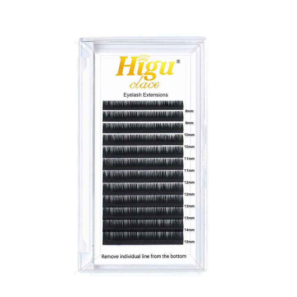 Higu Classic Eyelash Extensions 0.15mm CC Mix 8-15mm Tray Classic Lash Extensions Silk Classic Lashes Extension Premium Single Lash Extensions Professional Salon Use(0.15 CC Mix 8-15mm)