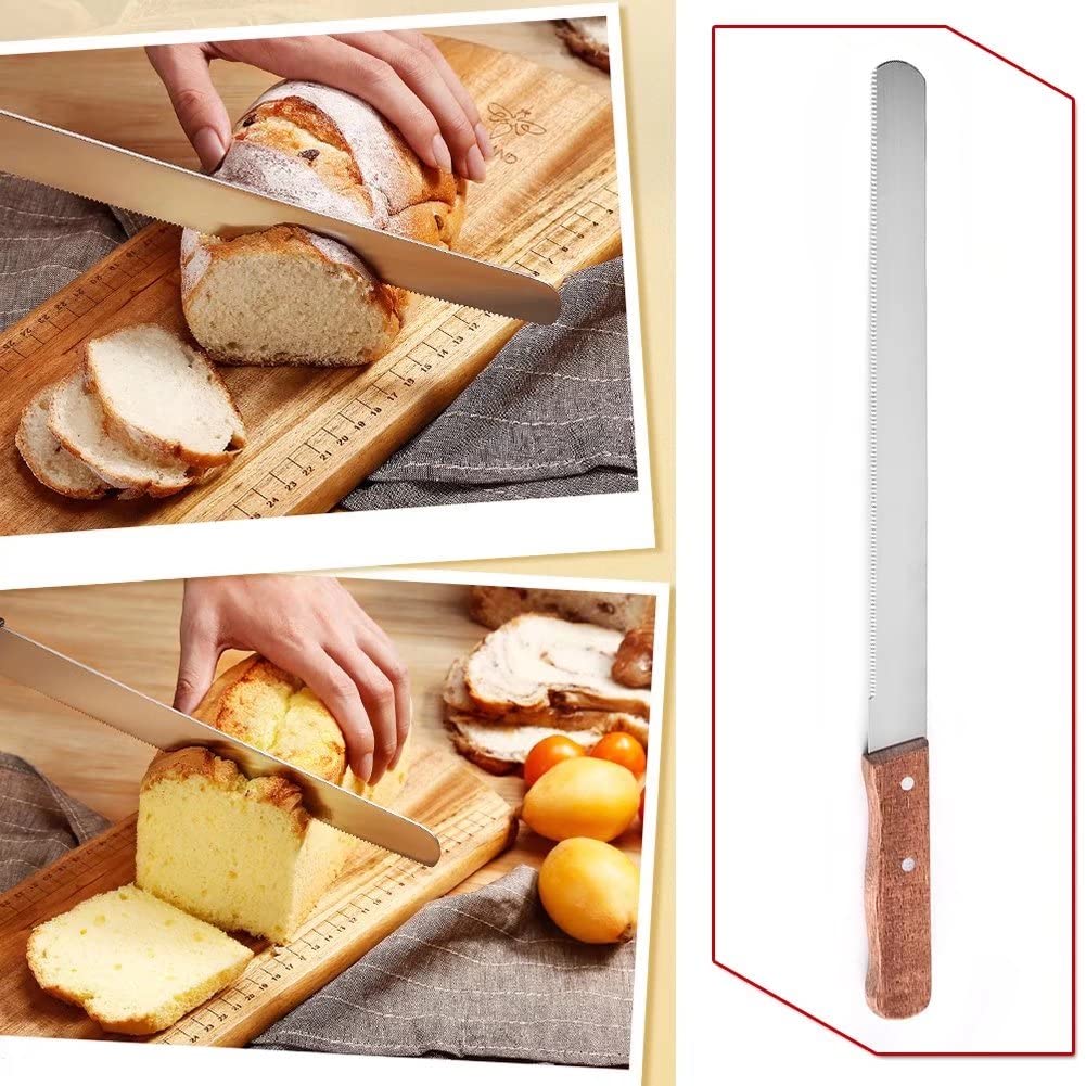 LokiLux Serrated Bread Knife 12 Inch Blade,Cut Bread/Cake/Bagels,for Homemade Bread,Baker's Knife for Slicing(Total Lenght 16.7 Inch),2 pack