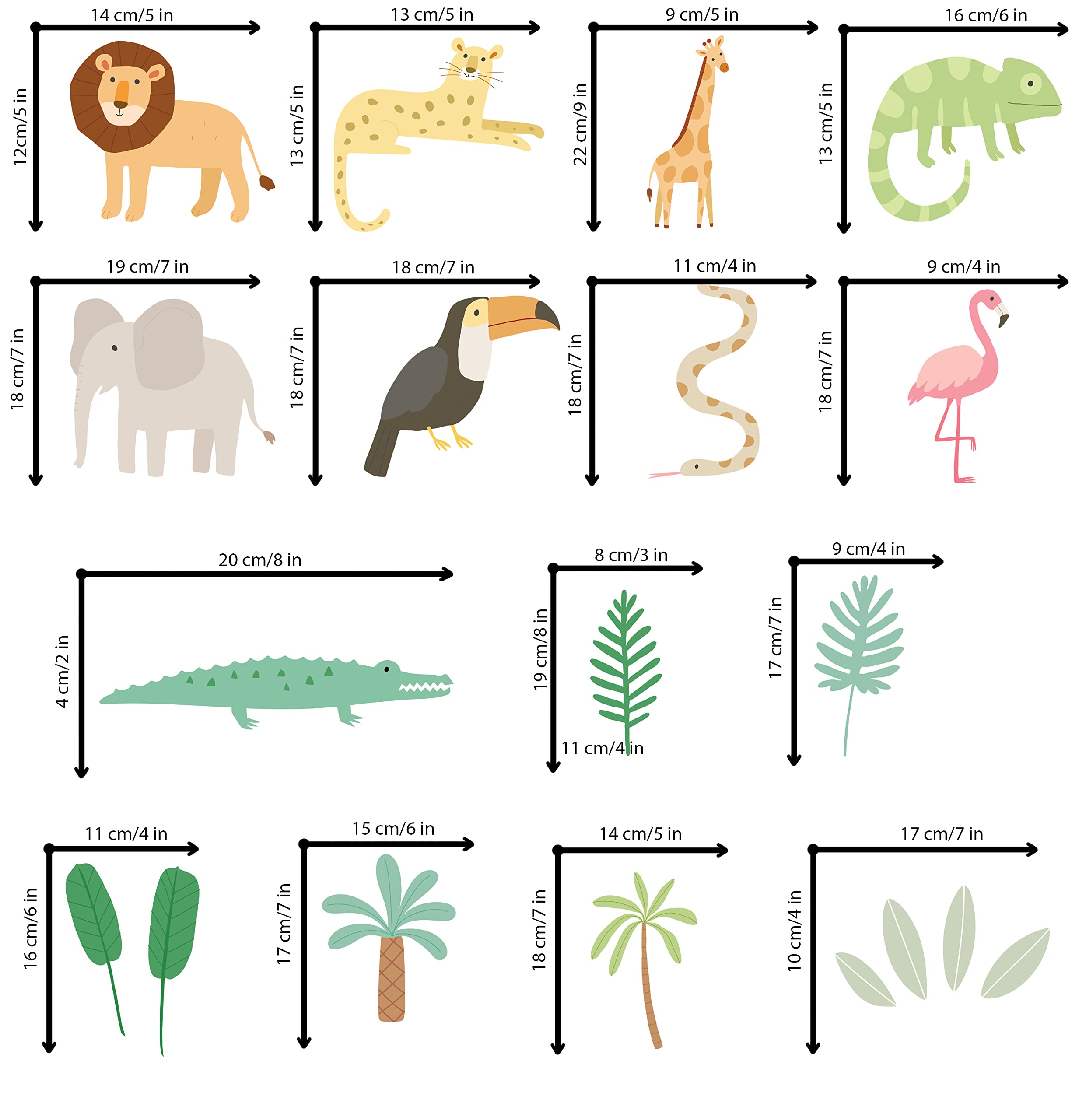 Jungle Animals Wall Decals | Safari Nursery Decor | Wall Stickers for Kids