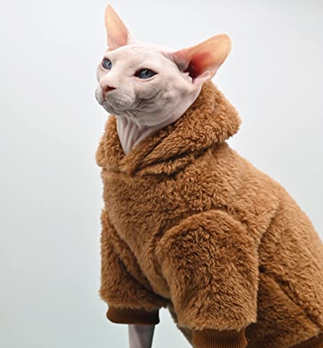 Sphynx Cat Sweater Warm Thickened Knitted Stratch Hairless Cat Clothes Cat Vest for Devon,Cornish,Peter Bald, Small Kitten (X-Small)