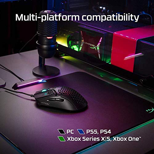 HyperX Pulsefire Haste Gaming Mouse 59g Hex Honeycomb Shell Customizable RGB Hyperflex USB Cable 16000 DPI 6 Programmable Buttons for PC PS5 PS4 Xbox Series X|S Xbox One (Renewed)