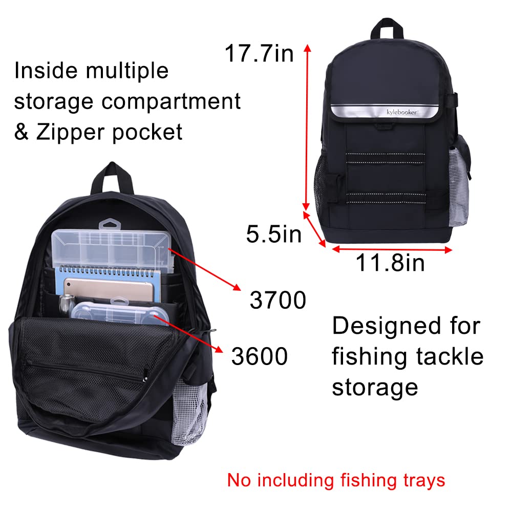 Kylebooker Fishing Tackle Backpack Saltwater Resistant Fishing Gear Bag Fishing Storage Pack (Silver)