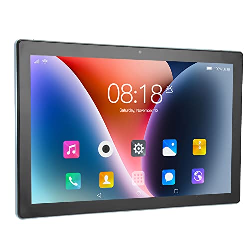 Jopwkuin 5G WiFi Tablet PC, 10.1 Inch Tablet Octa Core CPU Dual Cameras for Android 10.1 for Entertainment (Blue)