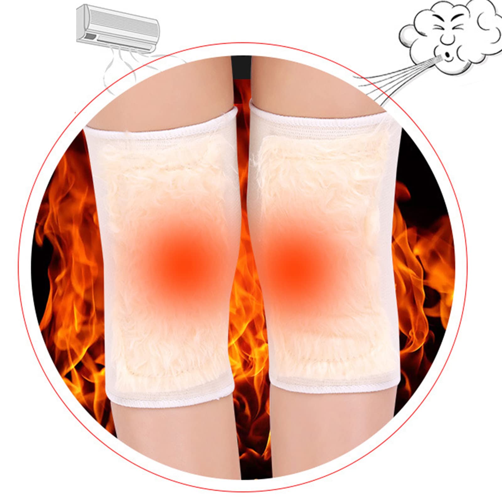 LJYLJH 2 Pair Winter Warm Knee Pads - Thicken Knee Sleeve Protective for Women Old Men Kneepad Support for Arthritis Joint Pain Relief Injury,Beige