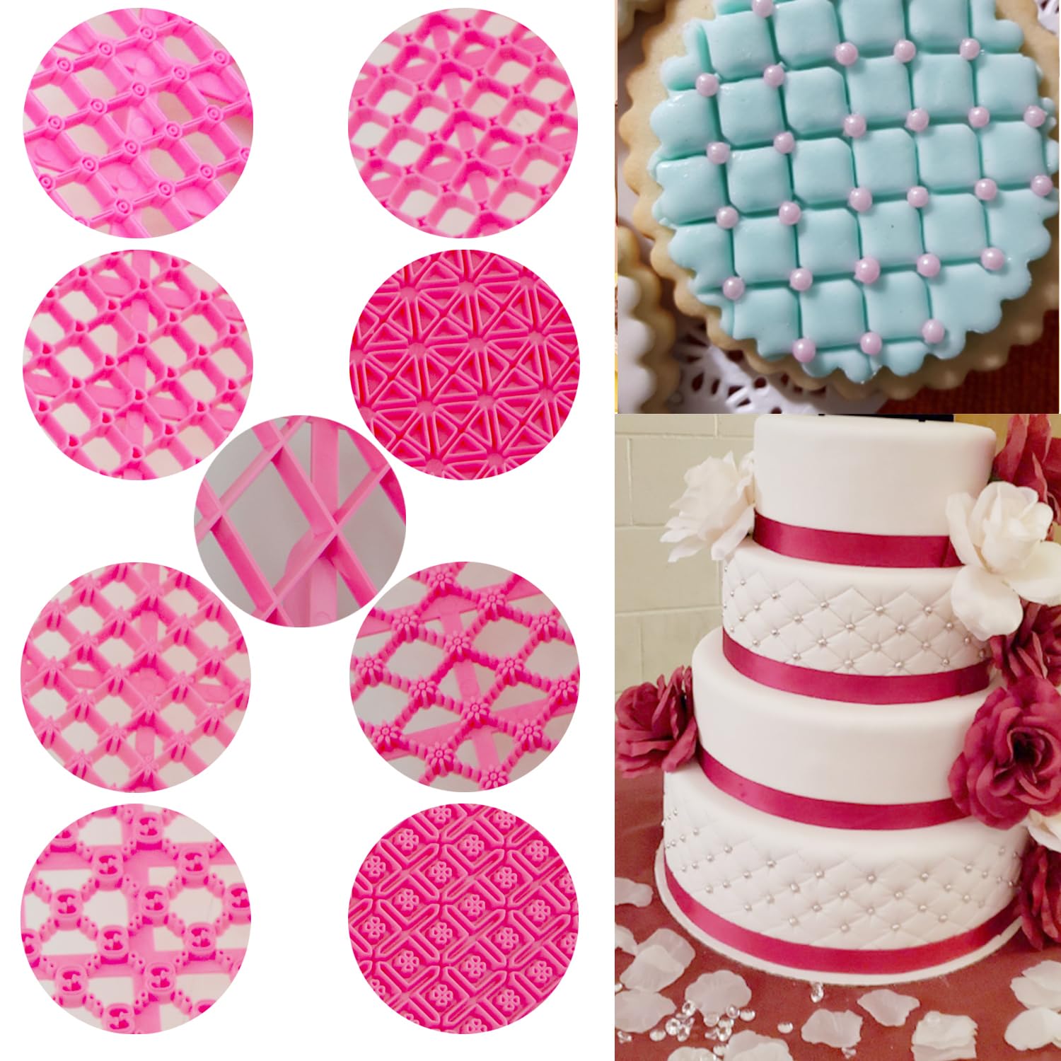 meizhouer 9pcs/set Embosser Fondant Cake Baking Sugarcraft Decorating Mold Cookie Tools Mold Home Kitchen Accessories