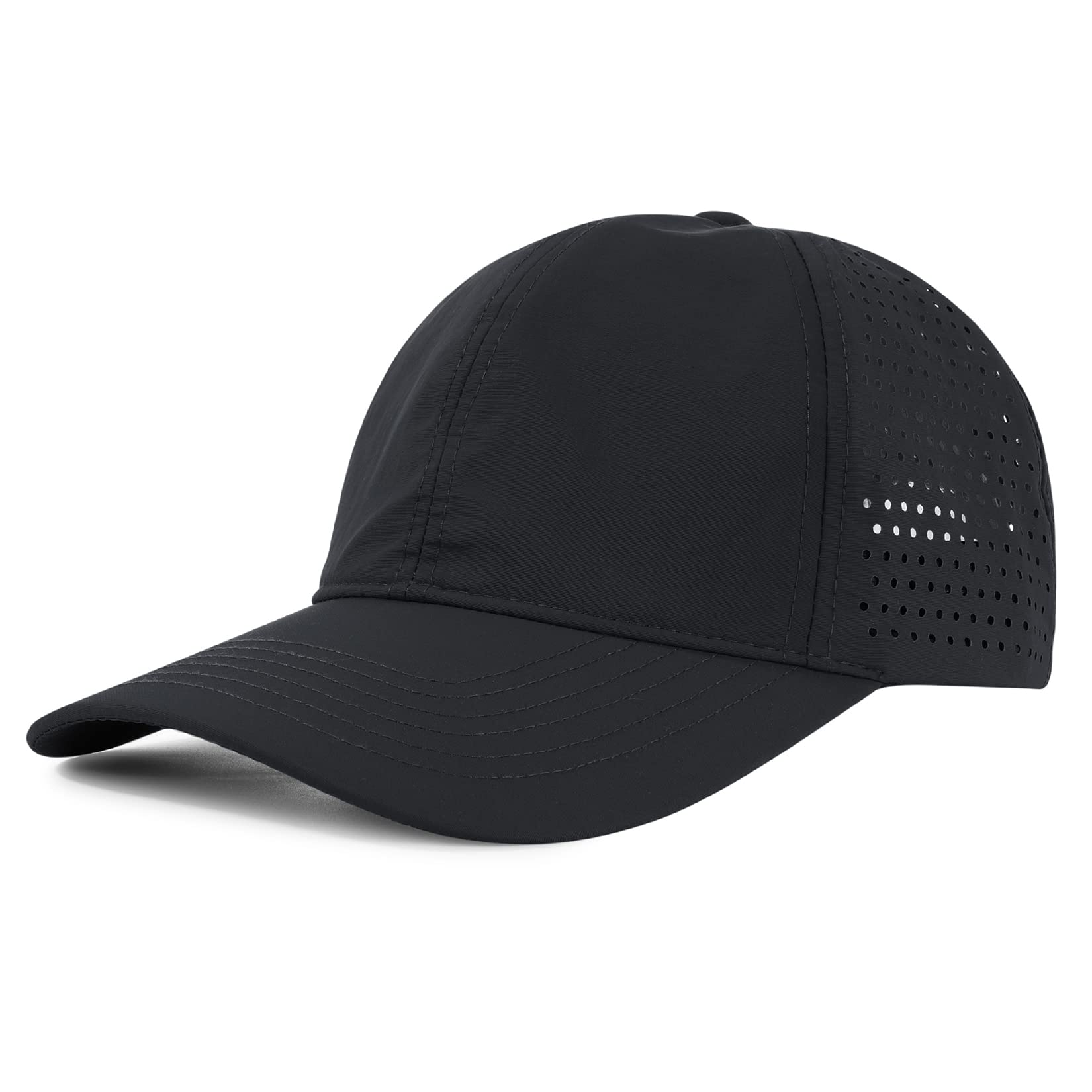 Komorebi Womens Baseball Cap High Ponytail Hat Quick Drying Mesh Trucker Hat Unisex Adjustable Running Hats Black Dad Hat Black Medium
