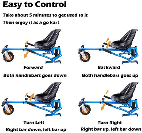 Hishine Hoverboard Seat Attachment for Self Balancing Scooter Go Kart Hover Board Accessories Compatible with 6'' 8.5'' 10'' for All Ages Adjustable Frame Length, Blue