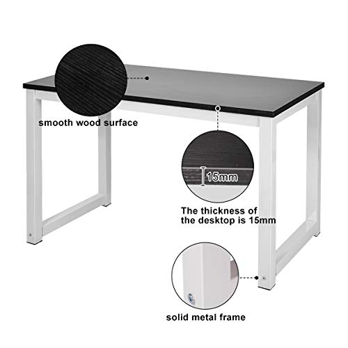 HomeSailing Black I Shape Computer PC Gaming Desk Table 41” Modern Wood Office Home Workstation Writing Study Desk(Black)
